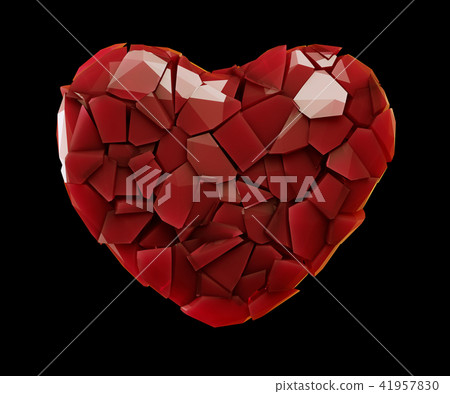 Heart made of plastic shards red color isolated... - Stock Illustration ...