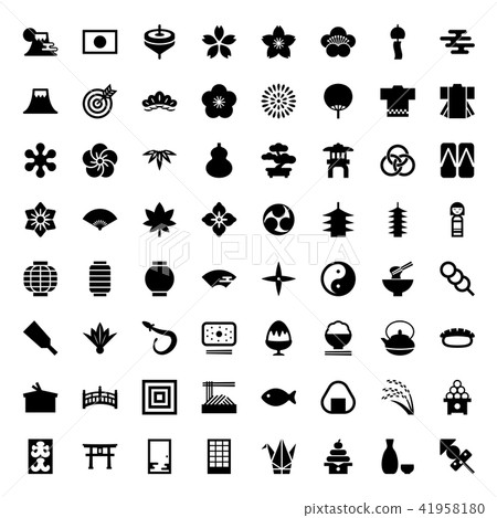 Japanese-style icon set - Stock Illustration [41958180] - PIXTA