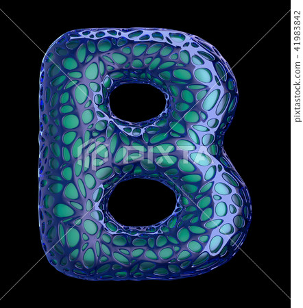 Blue plastic letter B with abstract holes. 3d - Stock Illustration ...