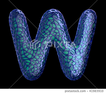 Blue plastic letter W with abstract holes. 3d - Stock Illustration ...
