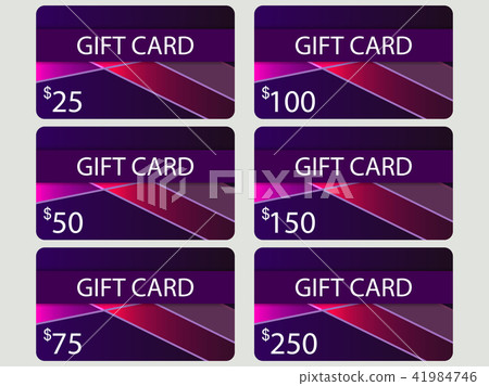 Gift card set. Material design style with gradient - Stock Illustration ...