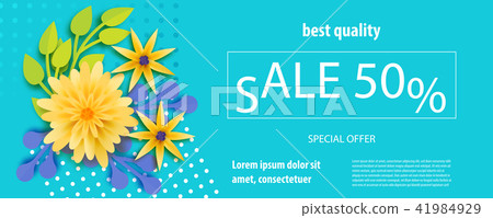 Horizontal paper flower sale banner - Stock Illustration [41984929] - PIXTA
