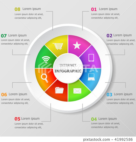 Infographic design template with internet icons - Stock Illustration ...