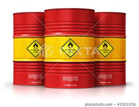 Group of red oil drums isolated white background - Stock Illustration ...