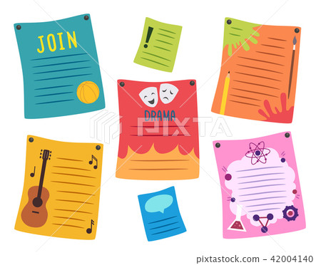 School Clubs Bulletin Posts Illustration - Stock Illustration [42004140 ...