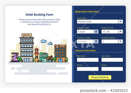 Onboarding screens design in Hotel booking form - Stock Illustration ...