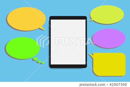 Tablet with speech bubble flat design modern - Stock Illustration ...