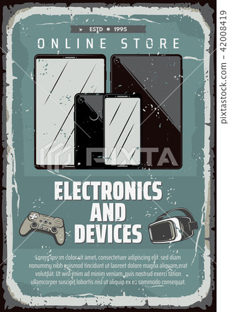 Vector retro poster for electronic devices shop - Stock Illustration ...