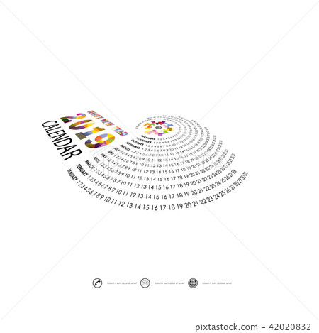 2019 Calendar Template.Spiral calendar. - Stock Illustration [42020832 ...