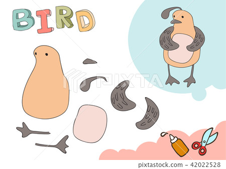 Funny Bird Paper Model. Small home craft... - Stock Illustration ...