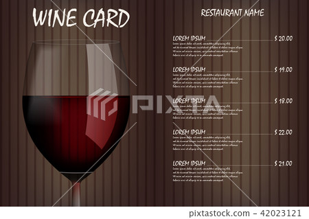 Wine card menu design with realistic glass.... - Stock Illustration ...
