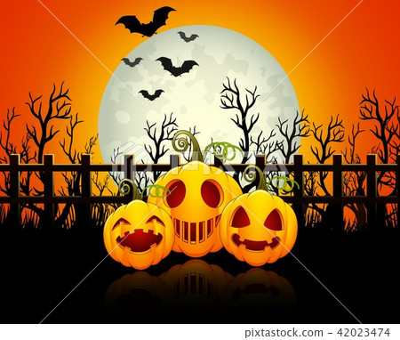 Halloween background with happy pumpkins - Stock Illustration [42023474 ...