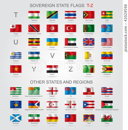 Set of sovereign state flags T-Z and other - Stock Illustration ...