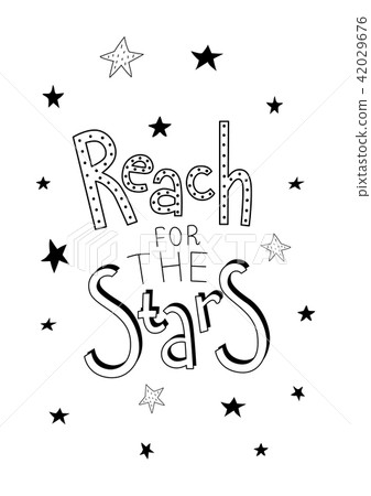 Poster with a lettering phrase Reach for the stars - Stock Illustration ...