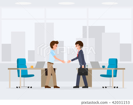 Two business man are making deal cartoon character - Stock Illustration ...