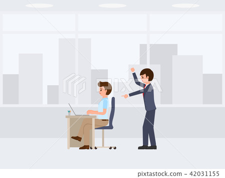 Angry boss shouting on unhappy stuff character-插圖素材 [42031155] - PIXTA圖庫