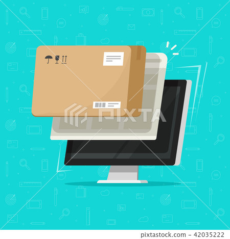 Parcel delivery tracking on computer vector... - Stock Illustration ...