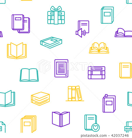 Book Thin Line Seamless Pattern Background. Vector - Stock Illustration ...