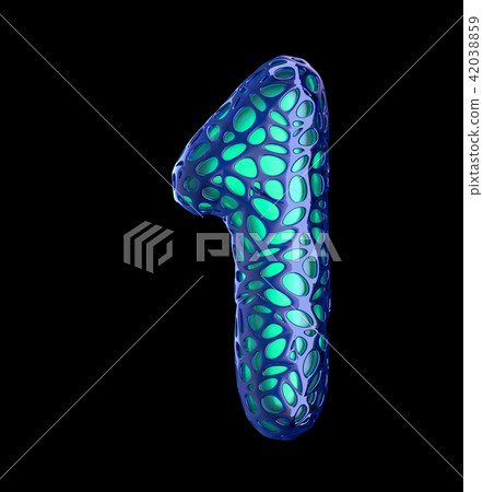Number 1 one made of blue plastic with abstract... - Stock Illustration ...