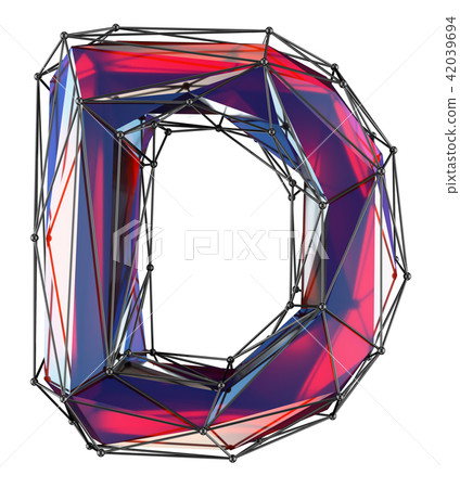 Capital latin letter D in low poly style red... - Stock Illustration ...