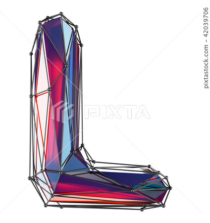 Capital latin letter L in low poly style red... - Stock Illustration ...
