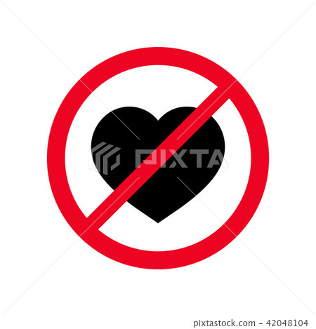 No heart flat vector icon. Forbidden sign love - Stock Illustration ...