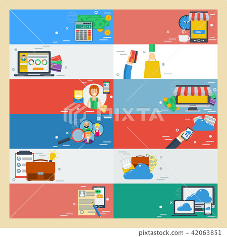 Twelve template of flat banners without text - Stock Illustration ...
