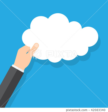 hand holding cloud on a blue background. - Stock Illustration [42083340 ...