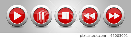 red metallic music control buttons set - Stock Illustration [42085091 ...
