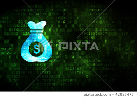 Finance concept: Money Bag on digital background - Stock Illustration ...