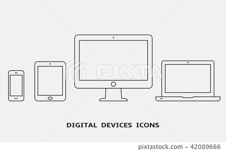 Vector set of outline device icons - Stock Illustration [42089666] - PIXTA