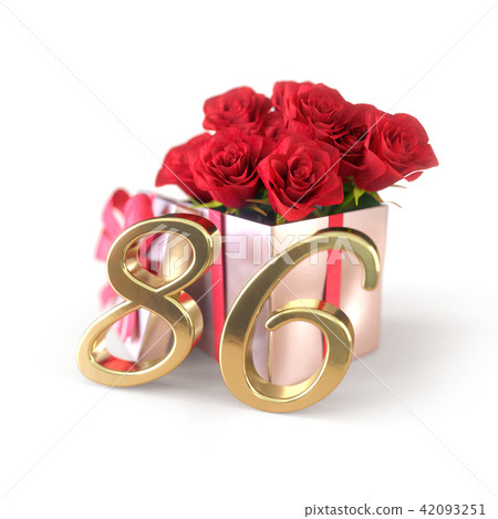 birthday concept with red roses in gift... - Stock Illustration ...