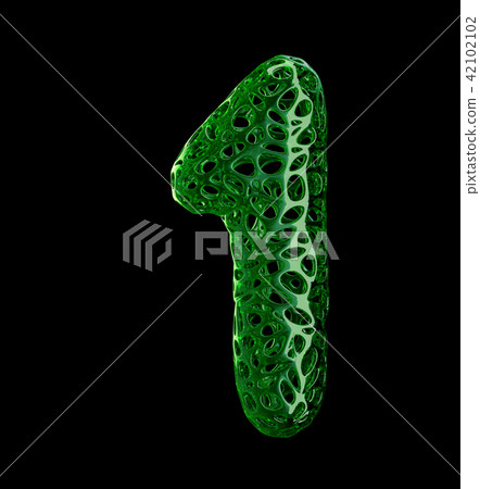 Number 1 one made of green plastic with... - Stock Illustration ...