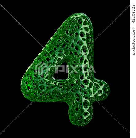 Number 4 four made of green plastic with... - Stock Illustration ...