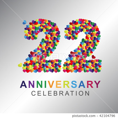 22 years anniversary paper hearts origami style. - Stock Illustration ...
