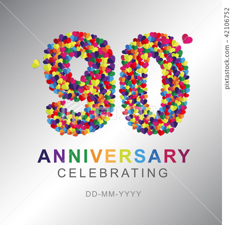 90 years anniversary paper hearts origami paper. - Stock Illustration ...
