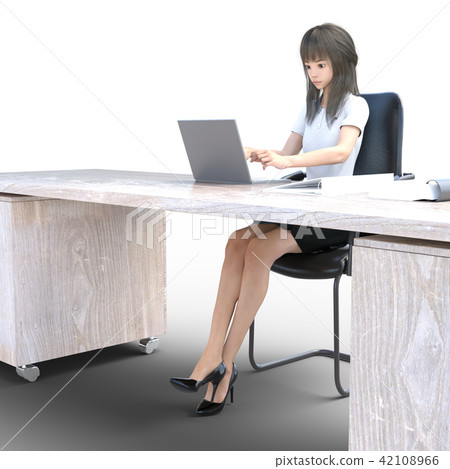 Young woman using computer at office... - Stock Illustration [42108966 ...