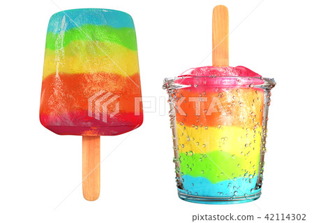 rainbow pudding pops with a glass cup isolated - Stock Illustration ...