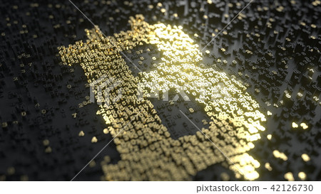 Bitcoin sign made of gold numbers. Conceptual... - Stock Illustration ...