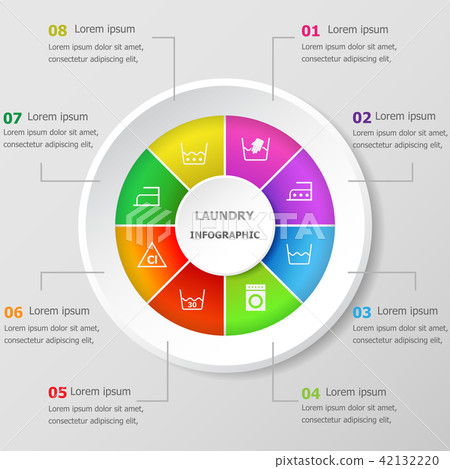 Infographic design template with laundry icons - Stock Illustration ...