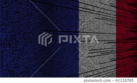 Program code and flag of France. French digital... - Stock Illustration ...