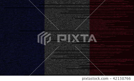 Source code and flag of France. French digital... - Stock Illustration ...