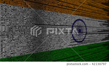 Program code and flag of India. Indian digital... - Stock Illustration ...