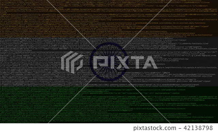 Source code and flag of India. Indian digital... - Stock Illustration ...