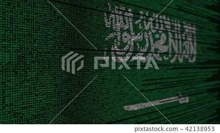Program code and flag of Saudi Arabia. Digital... - Stock Illustration ...