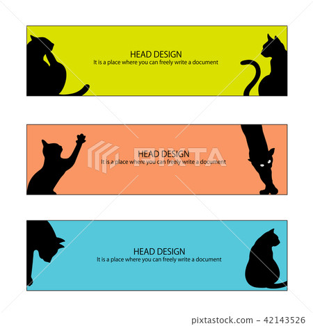 Cat's header design, - Stock Illustration [42143526] - PIXTA