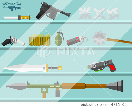 Weapon storefront banner choosing gun and...-插圖素材 [42151001] - PIXTA圖庫