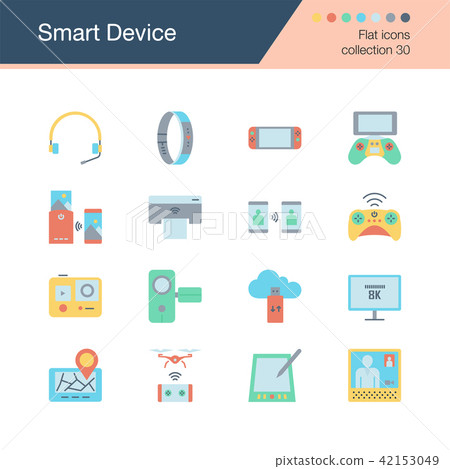 Smart Device icons. Flat design collection 30. - Stock Illustration ...