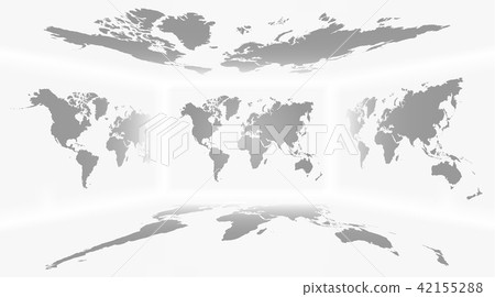 Perspective room and set of all side world map - Stock Illustration ...