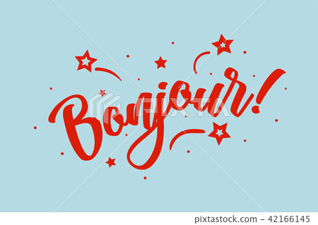 Bonjour card. Beautiful greeting scratched... - Stock Illustration ...